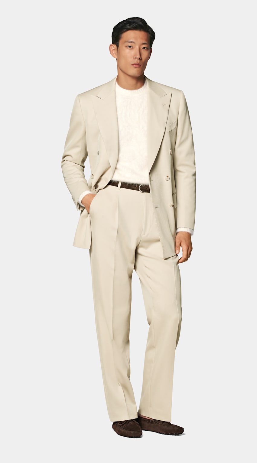 Sand Tailored Fit Milano Suit in Pure S120's Wool | SUITSUPPLY Germany