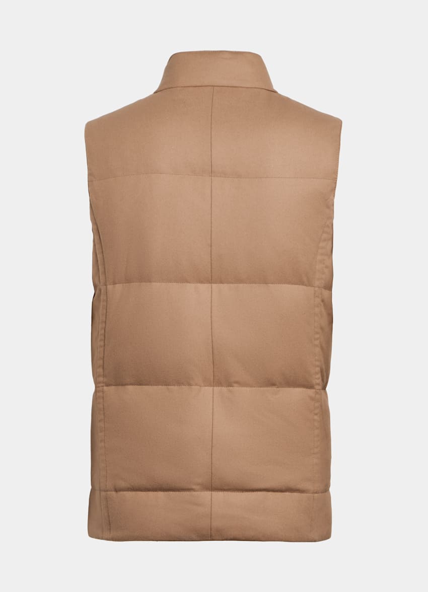 Light Brown Padded Vest | Circular Wool Flannel | Suitsupply Online Store