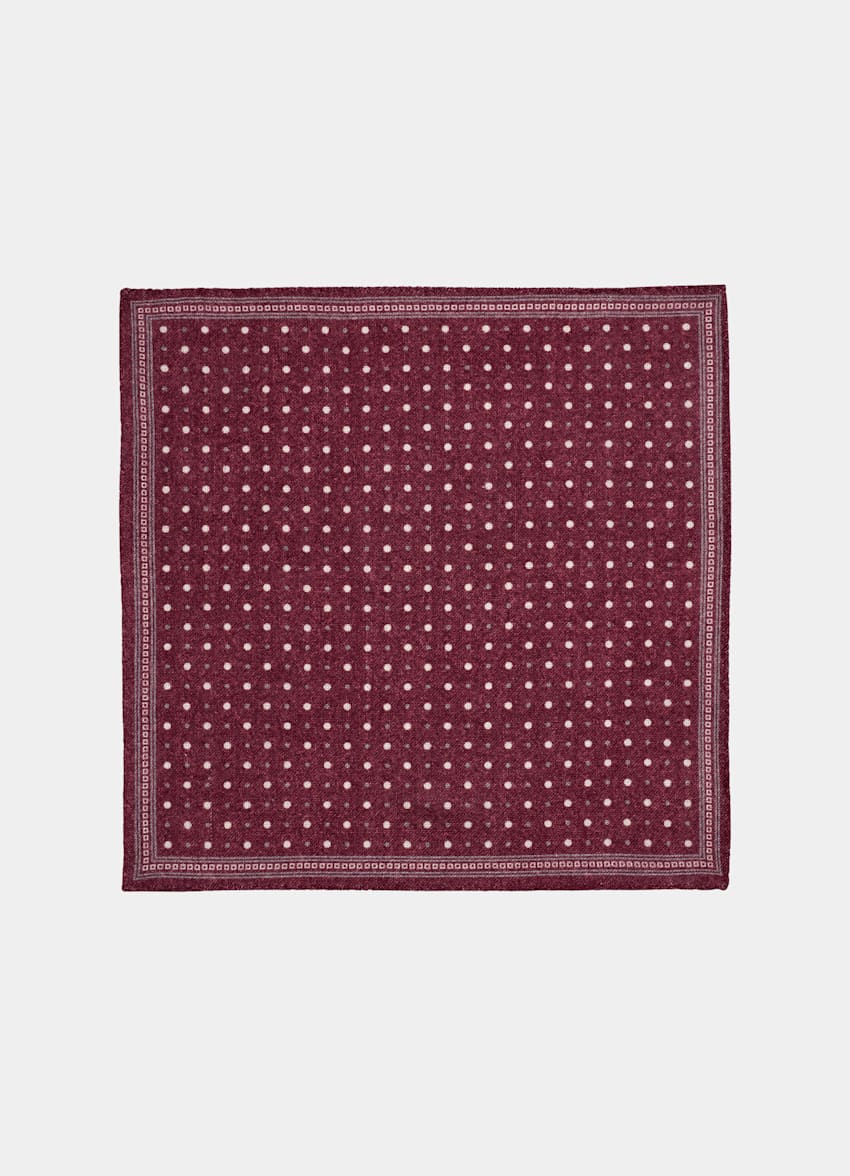 Dark Red Dots Pocket Square | Pure Wool | SUITSUPPLY AU