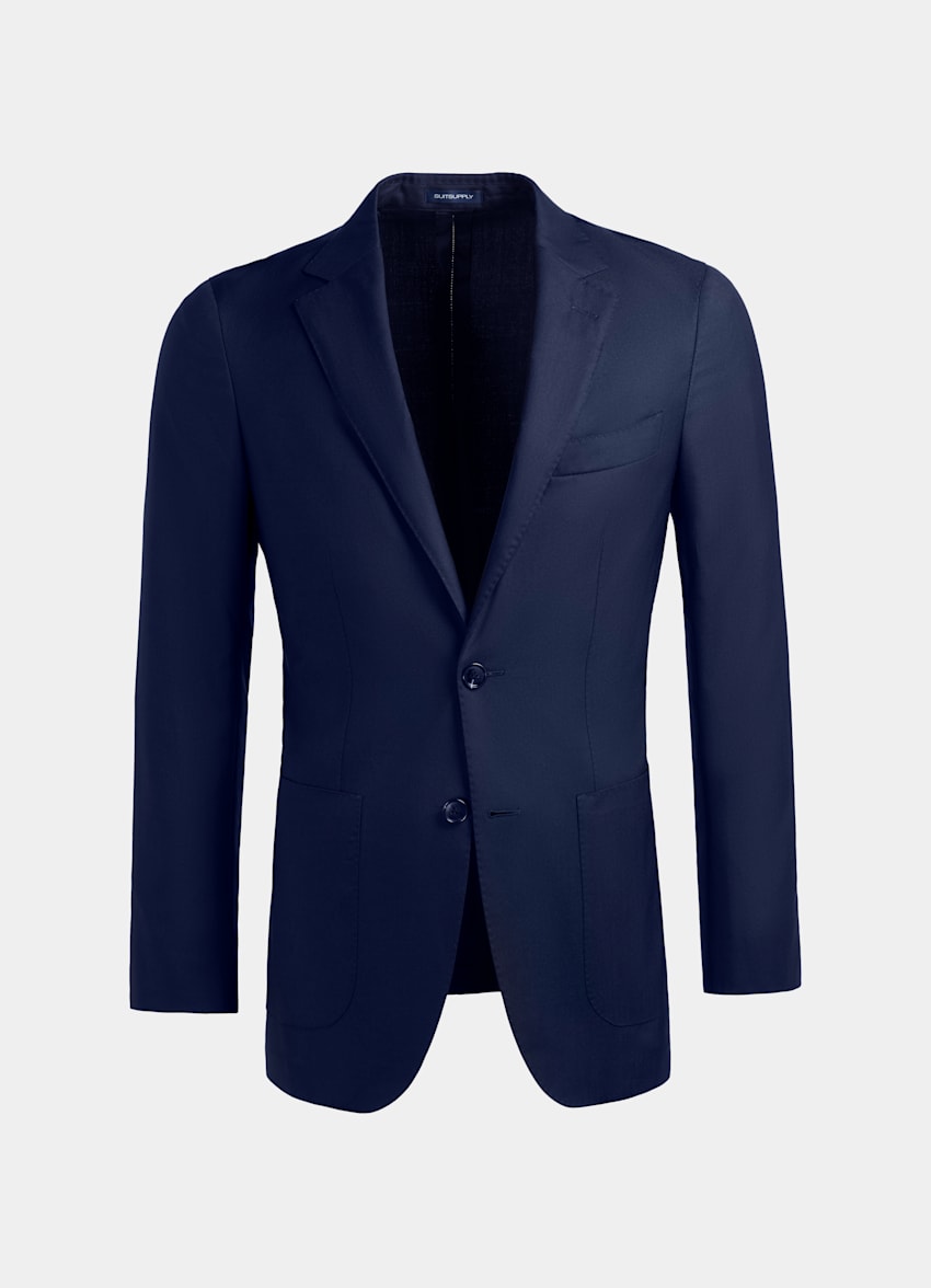 Veste Havana bleu marine | Soie et cachemire Single Breasted ...