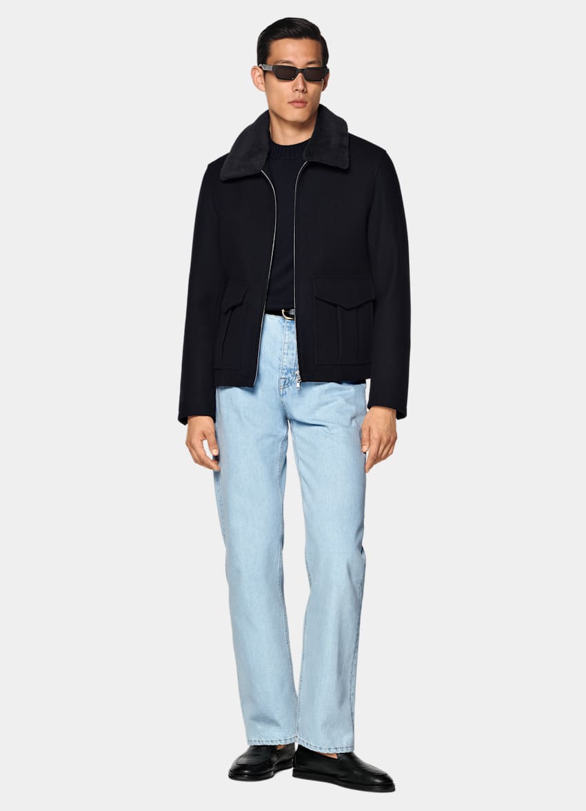 Navy Bomber Jacket in Pure Wool | SUITSUPPLY
