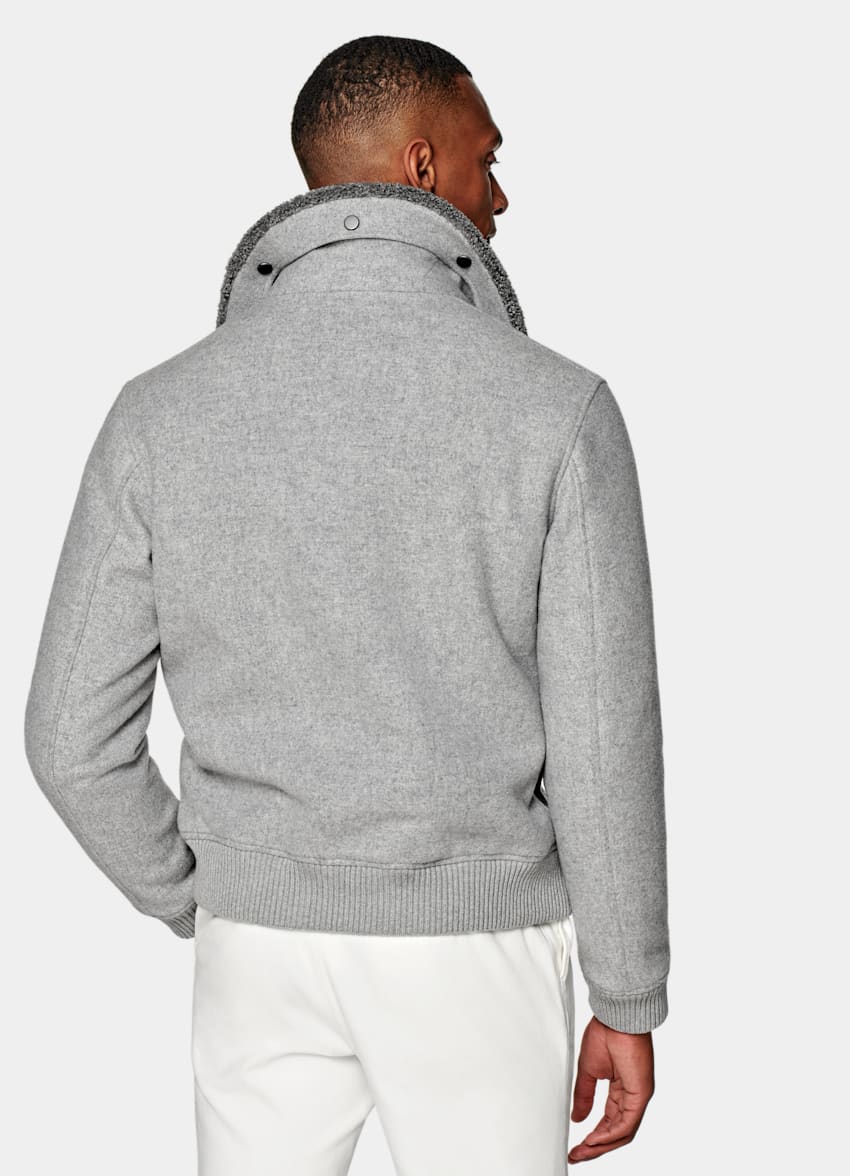 Light Grey Bomber Jacket in Pure Wool | SUITSUPPLY AU
