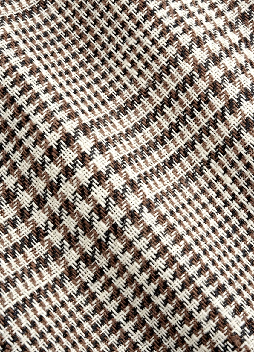 Mid Brown Checked Relaxed Fit Roma Blazer in Pure Linen | SUITSUPPLY