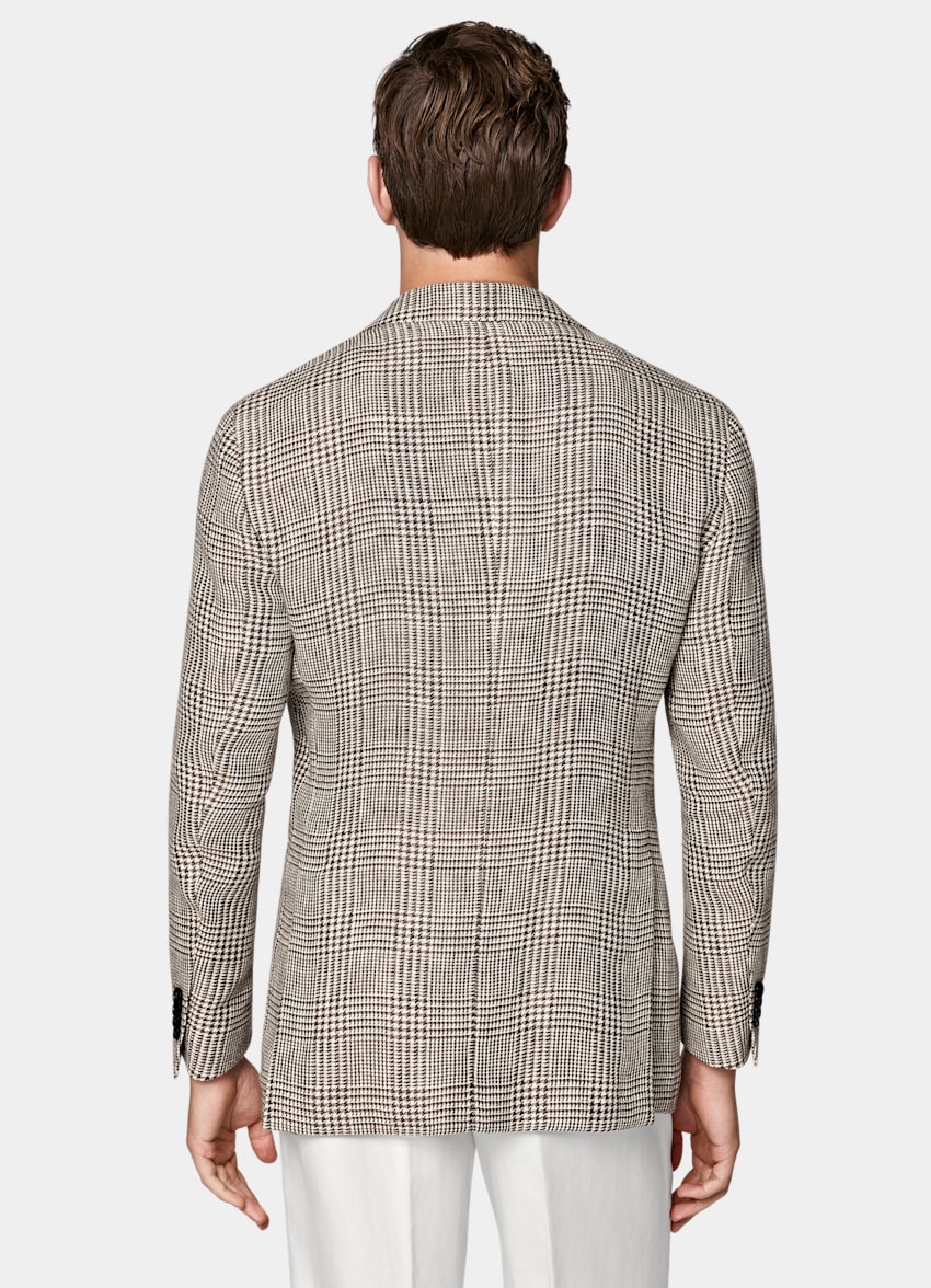 Mid Brown Checked Relaxed Fit Roma Blazer in Pure Linen | SUITSUPPLY