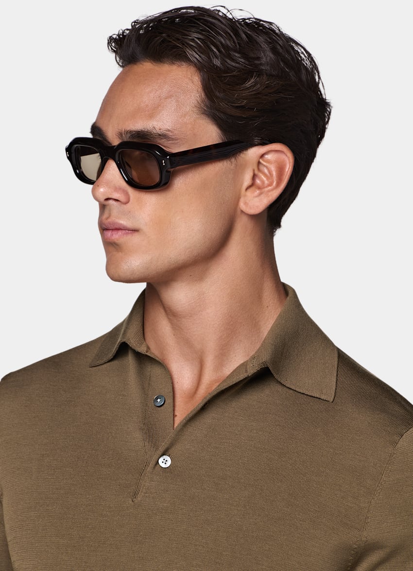 Dark Green Polo in Cotton Silk | SUITSUPPLY