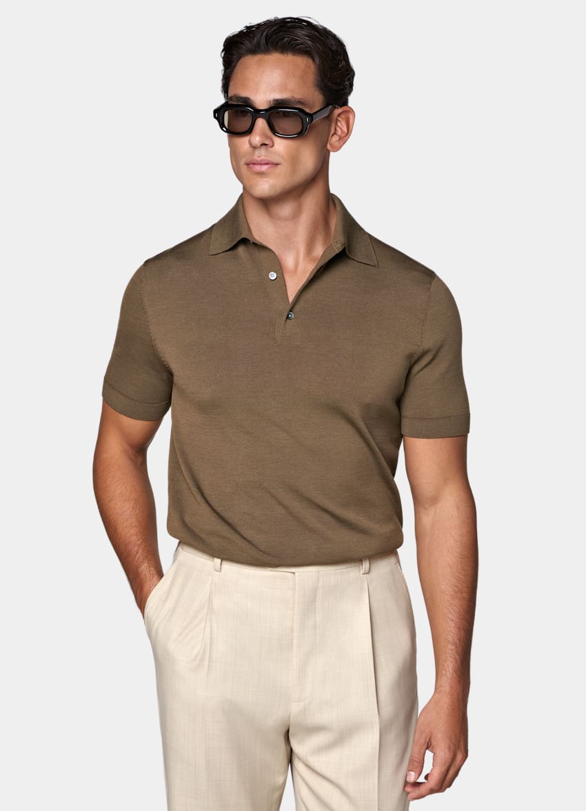 Dark Green Polo in Cotton Silk | SUITSUPPLY