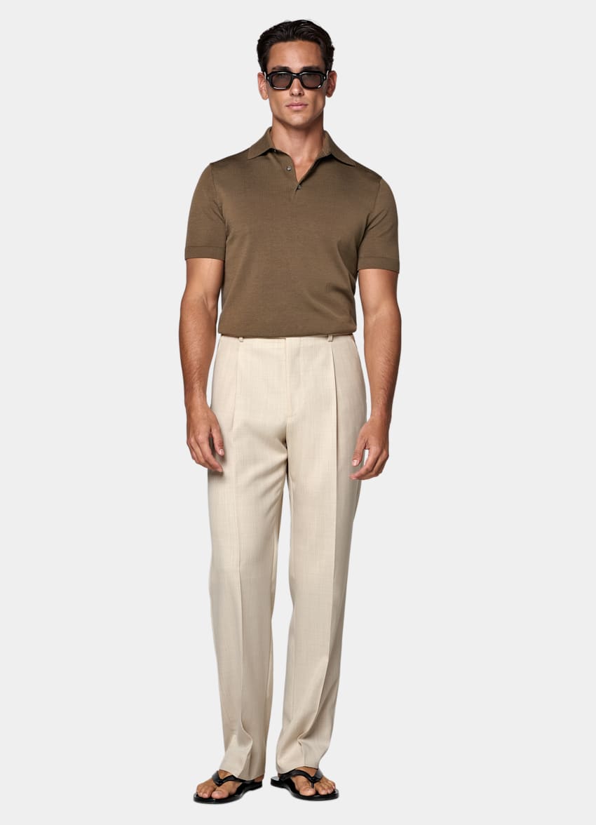 Dark Green Polo in Cotton Silk | SUITSUPPLY