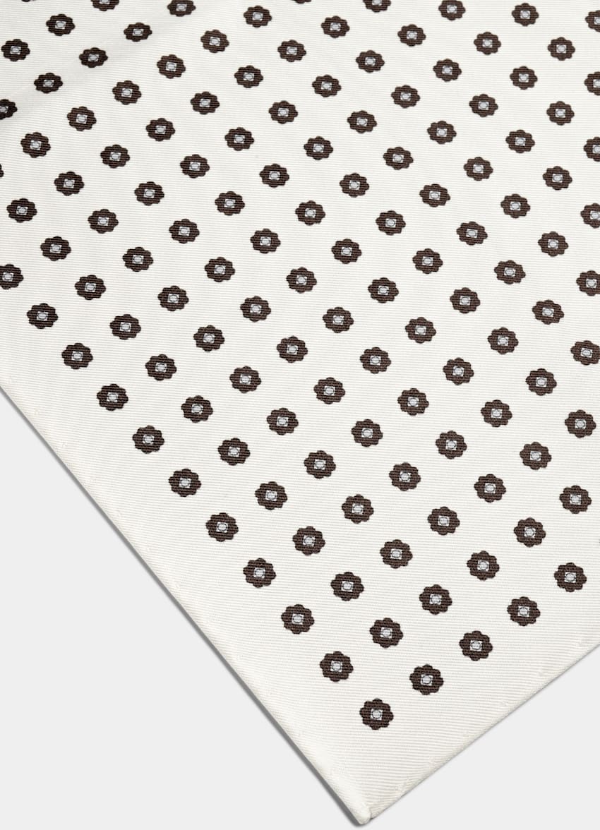 Pochette bianca a fiori in Pura seta | SUITSUPPLY