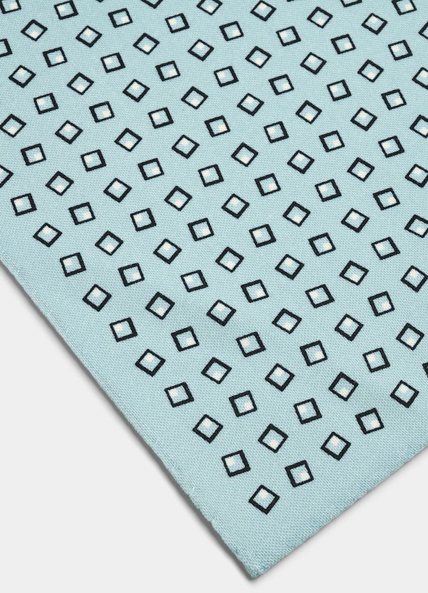 Light Blue Graphic Pocket Square in Wool Silk | SUITSUPPLY