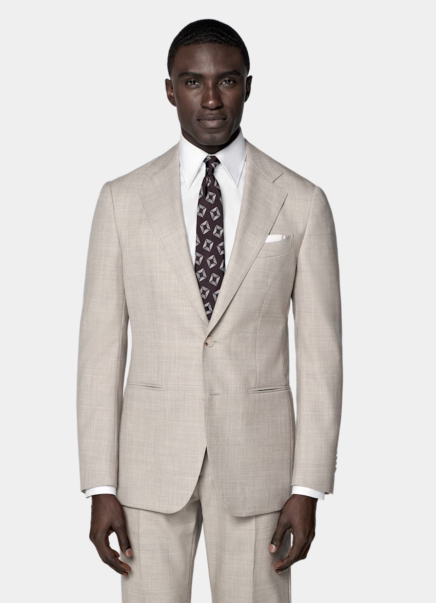 Light Brown Perennial Tailored Fit Havana Suit in Pure Tropical Wool ...