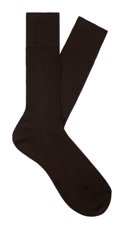 Brown Ribbed Regular Socks in Pure Cotton | SUITSUPPLY US