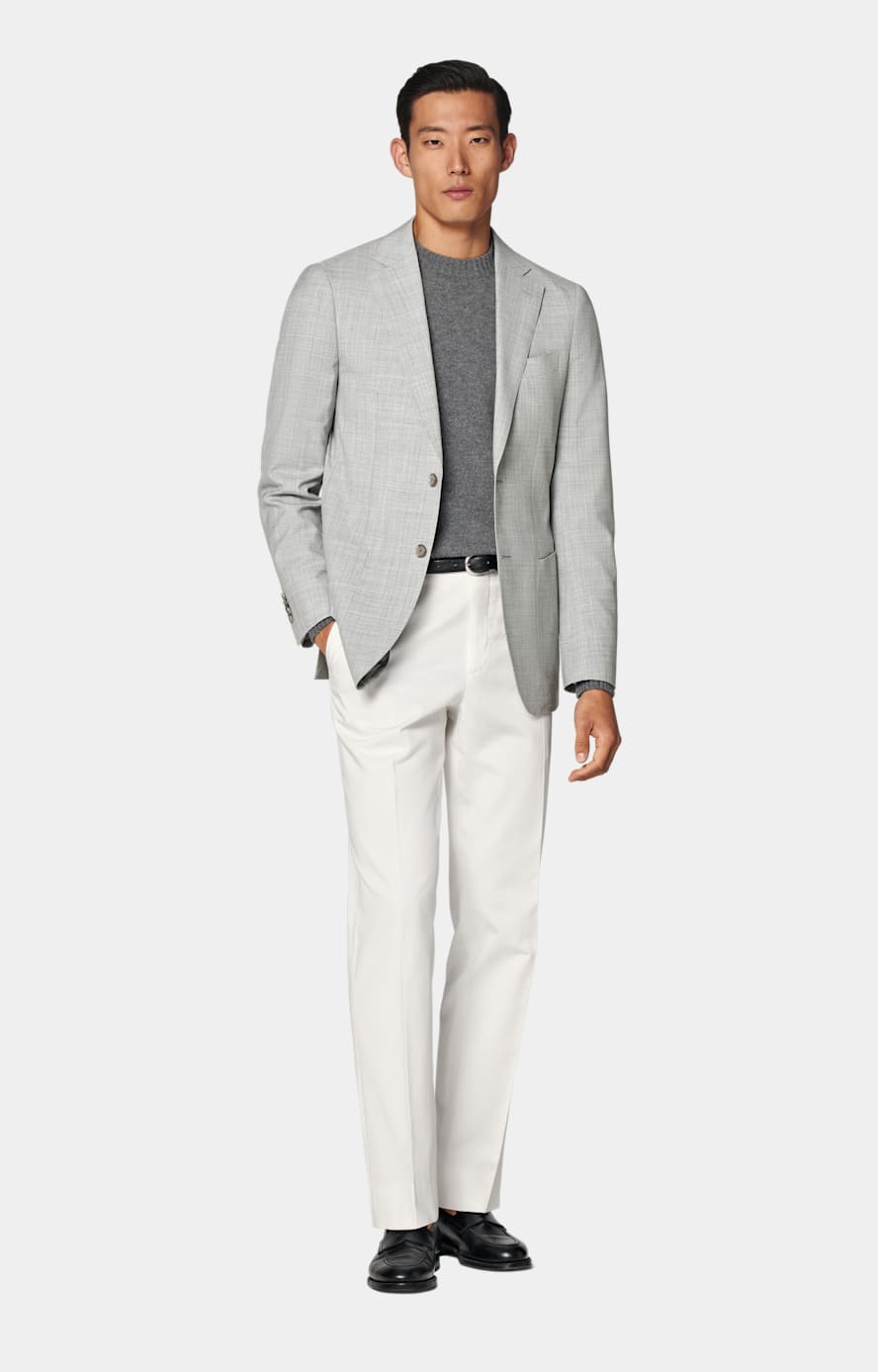 Off-White Straight Leg Pants in Pure Cotton | SUITSUPPLY | SUITSUPPLY US