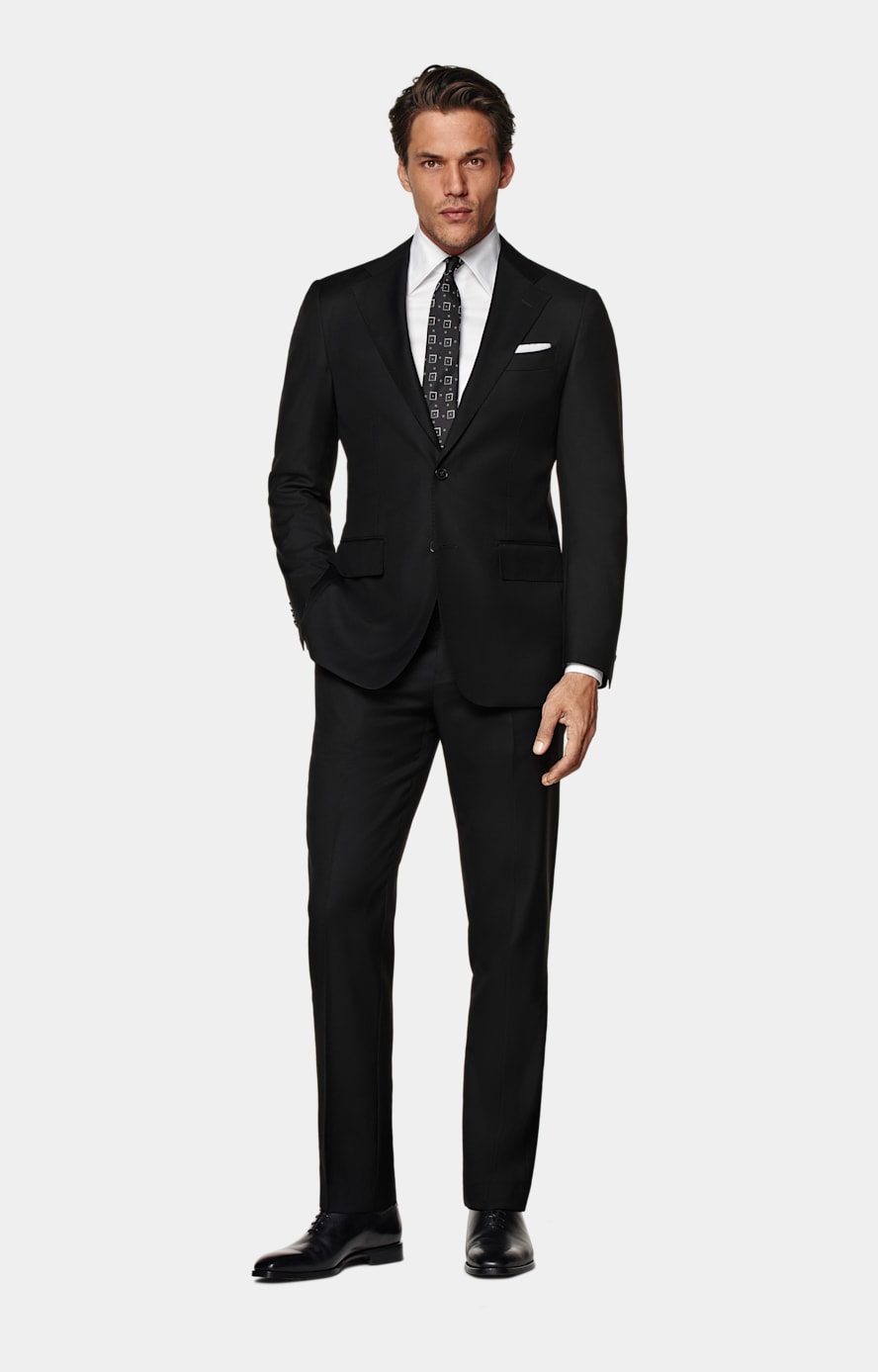 Black Slim Leg Straight Suit Pants in Pure S110's Wool | SUITSUPPLY ...