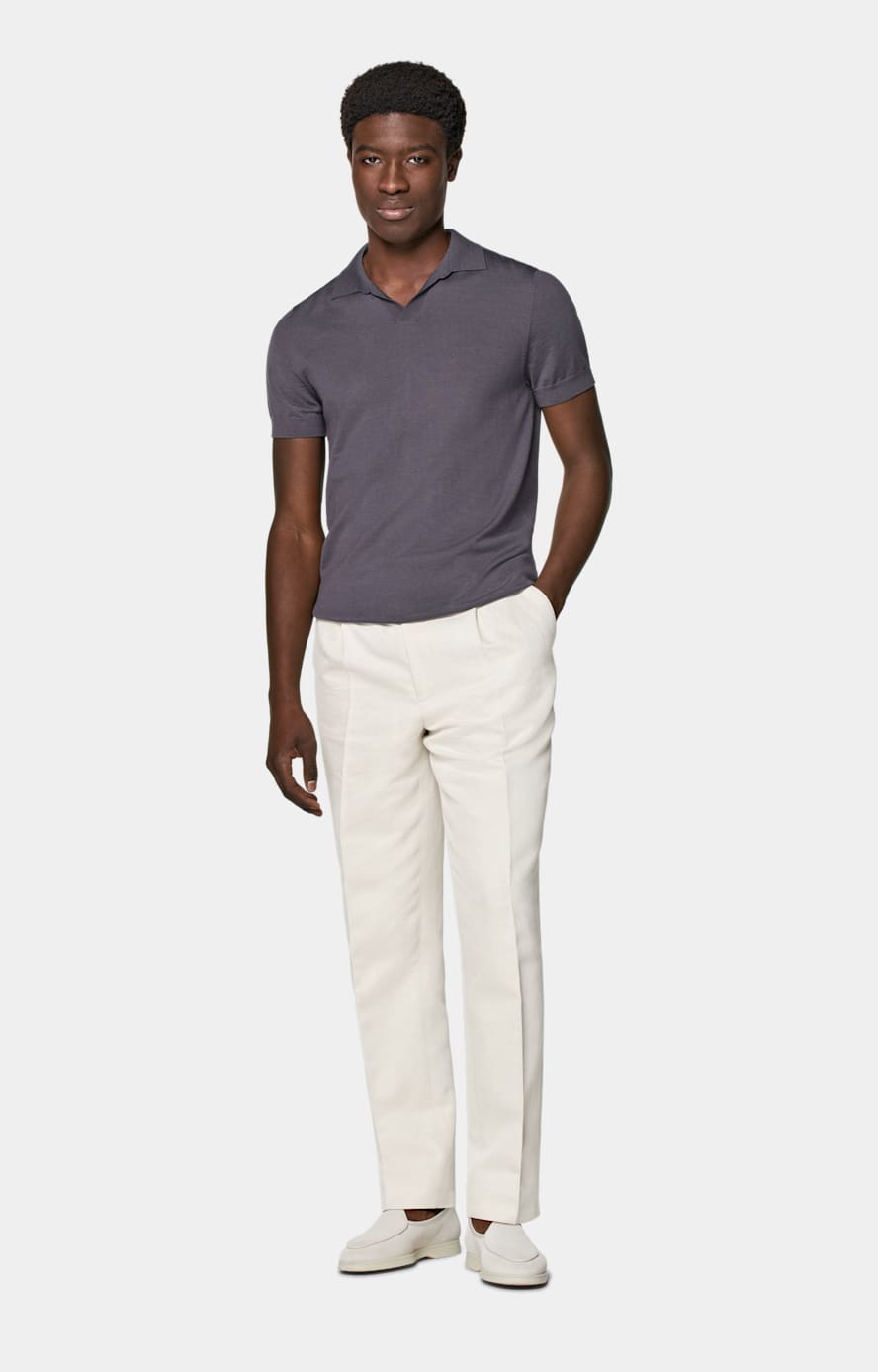 Purple Merino Buttonless Polo in Pure Wool | SUITSUPPLY | SUITSUPPLY India