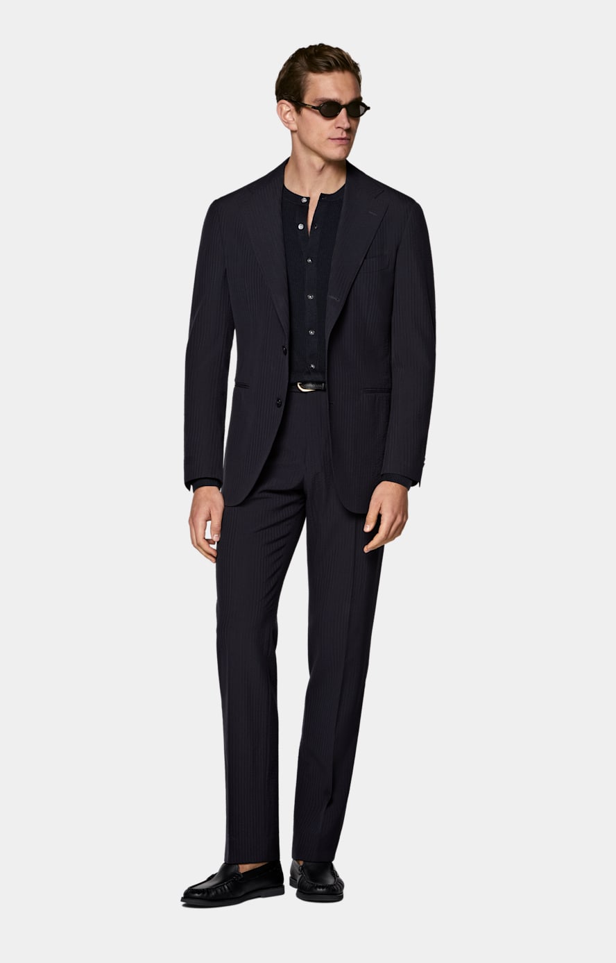 Navy Relaxed Fit Roma Suit in Pure Wool Seersucker | SUITSUPPLY ...