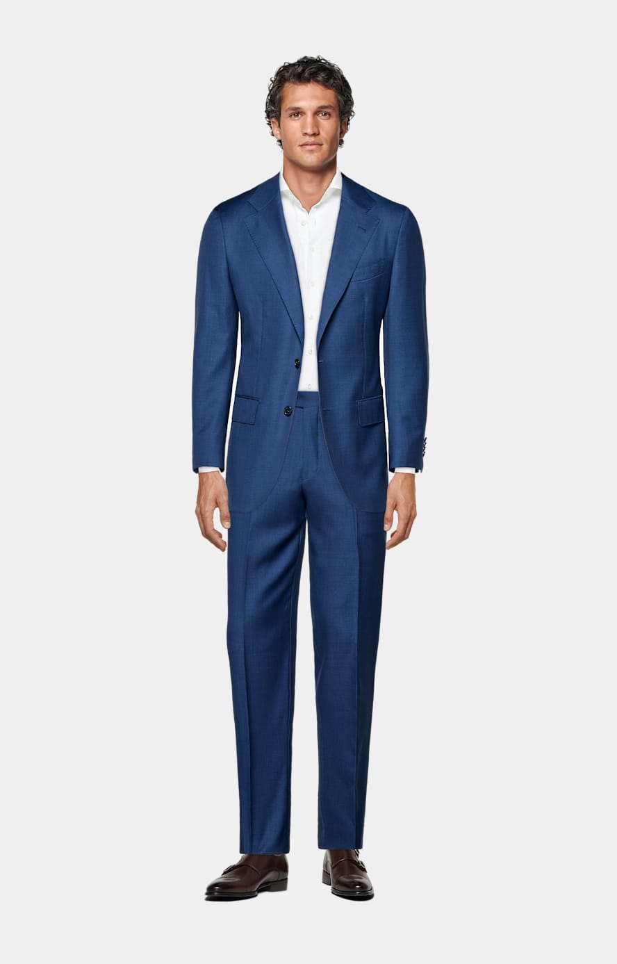 Mid Blue Tailored Fit Havana Suit Jacket in Pure S110's Wool ...