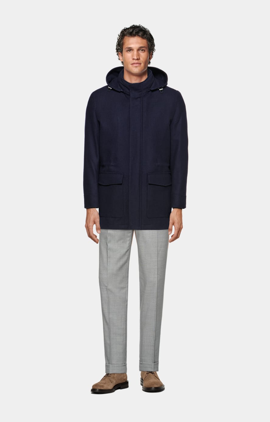 Navy Padded Parka in Wool Cashmere | SUITSUPPLY France
