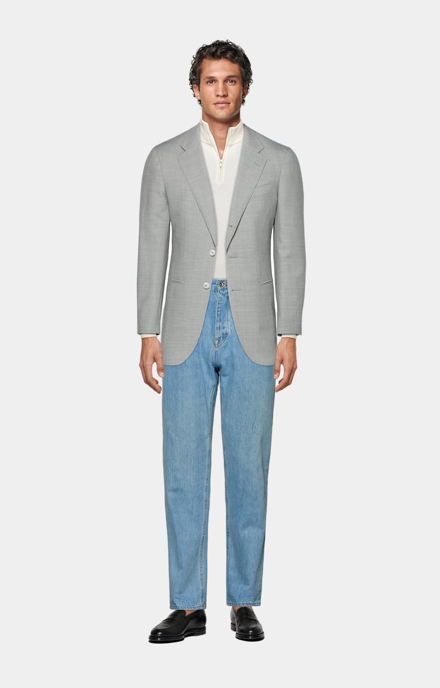 Off-White Merino Half Zip in Pure Wool | SUITSUPPLY US