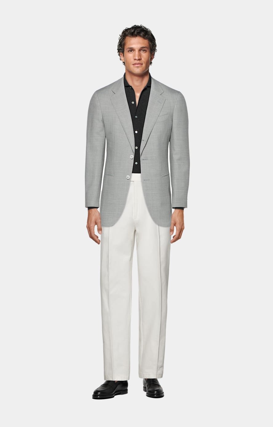 Off-White Wide Leg Straight Pants in Pure Cotton | SUITSUPPLY US