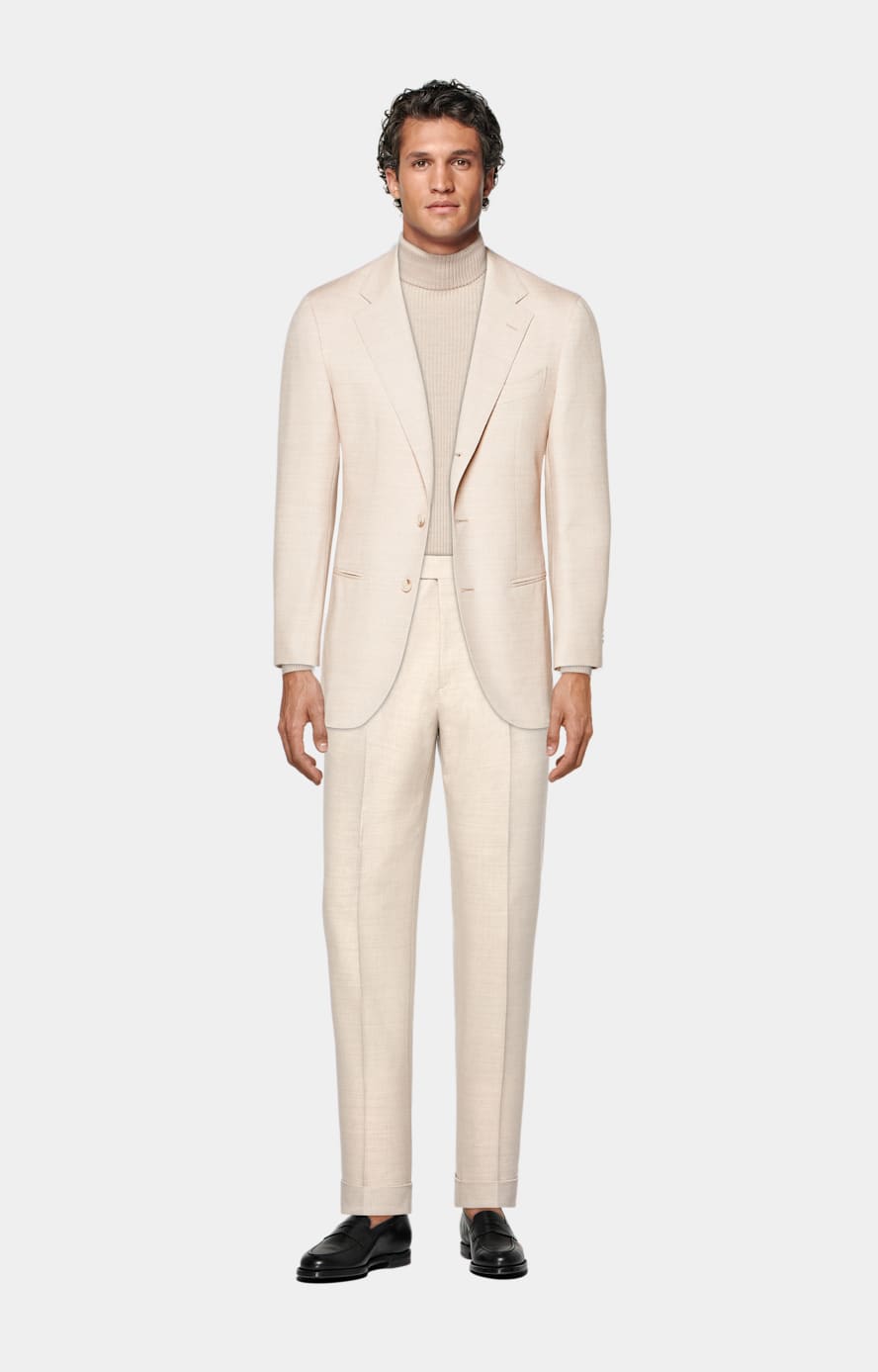 Sand Slim Leg Tapered Pants in Pure 4-Ply Traveller Wool | SUITSUPPLY US