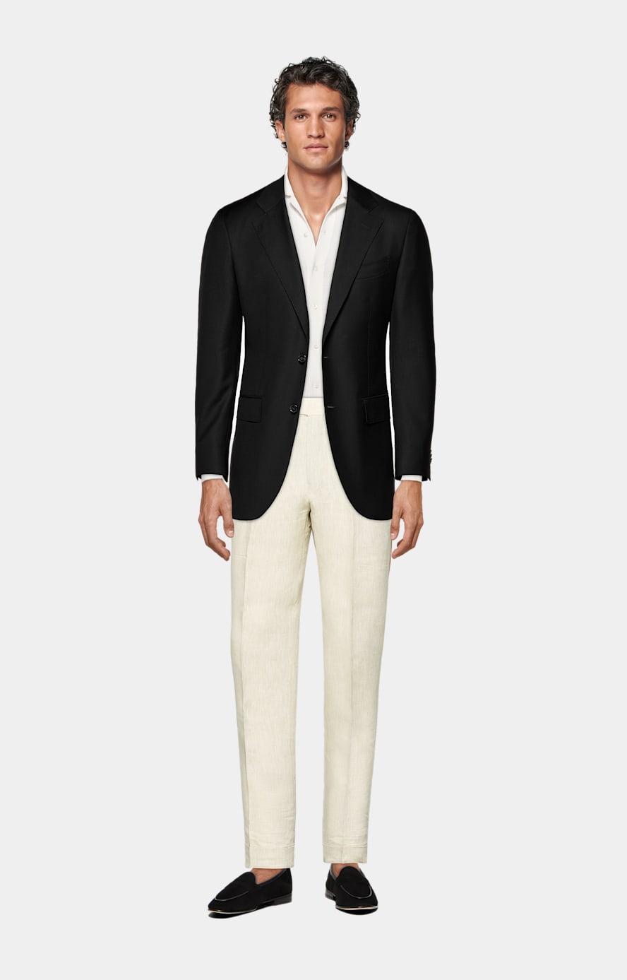 Sand Slim Leg Tapered Pants in Pure Linen | SUITSUPPLY Canada