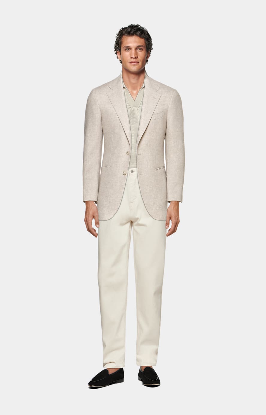 Polo color arena sin botones crochet en Algodón californiano y seda ...