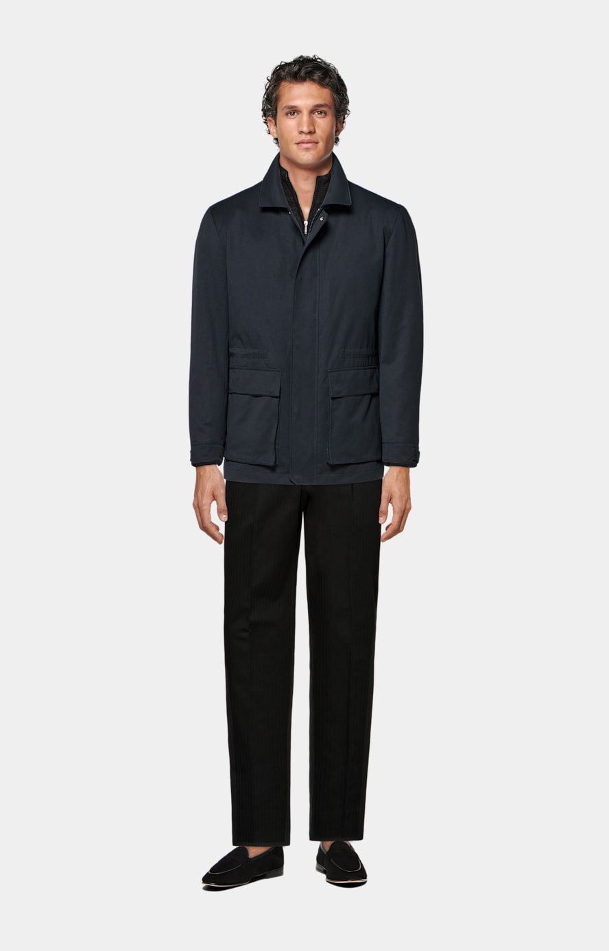 Field jacket azul marino en Tejido técnico impermeable | SUITSUPPLY US