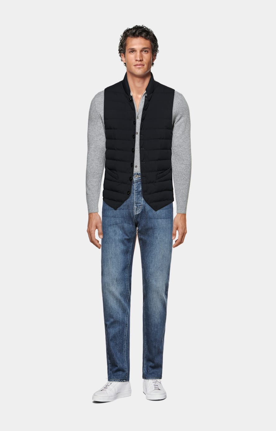 Grey Long Sleeve Polo Cardigan in Pure Mongolian Cashmere | SUITSUPPLY Iran