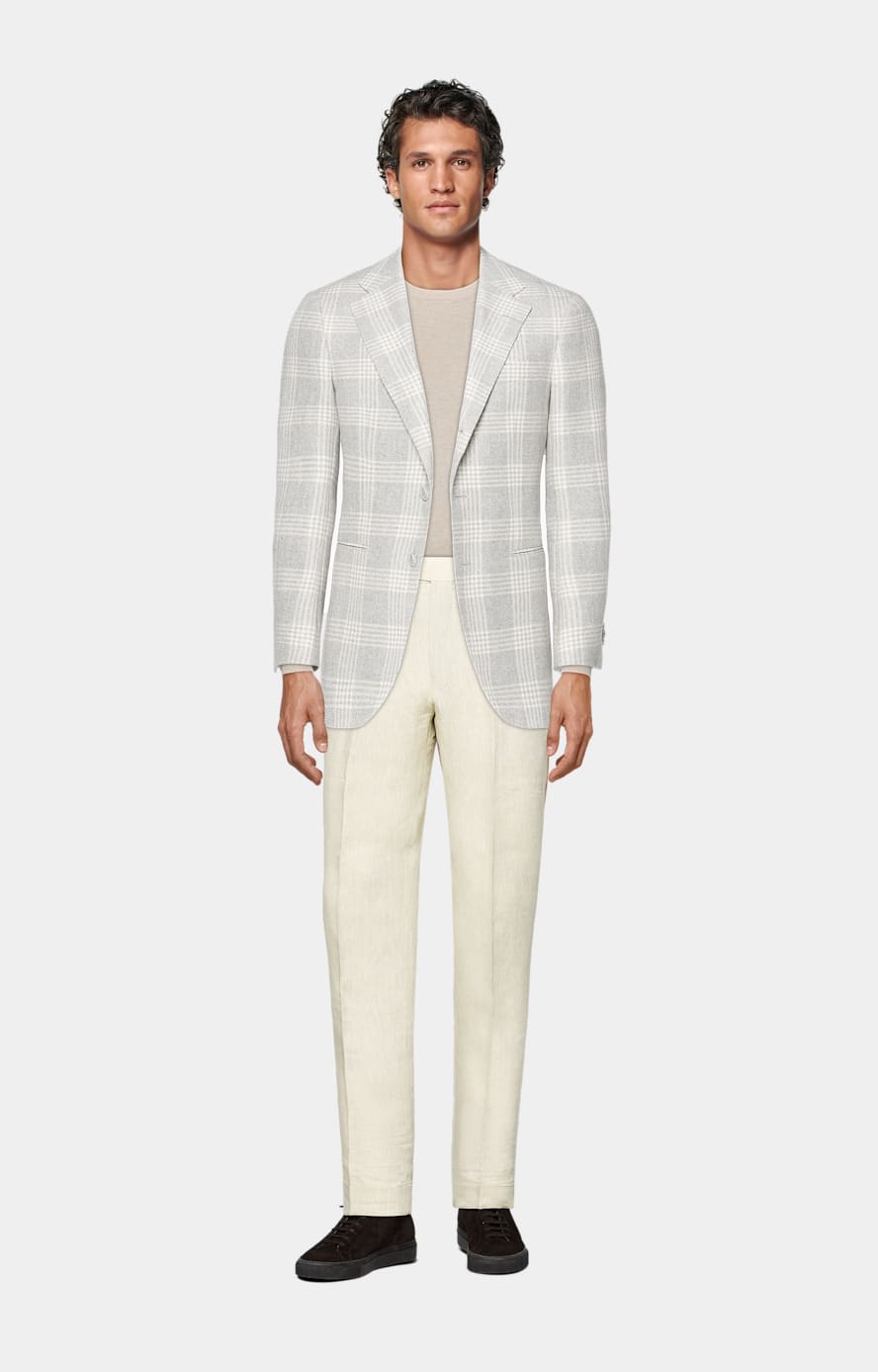 Sand Slim Leg Tapered Pants in Pure Linen | SUITSUPPLY US