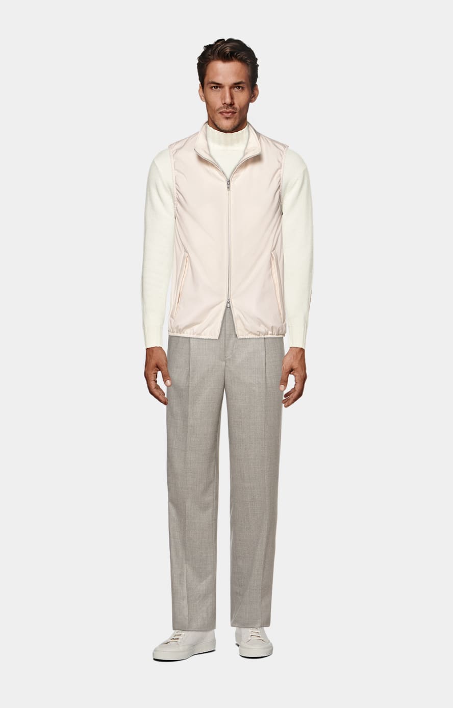 Off-white Light Padded Zip Vest In Water-repellent Technical Fabric
