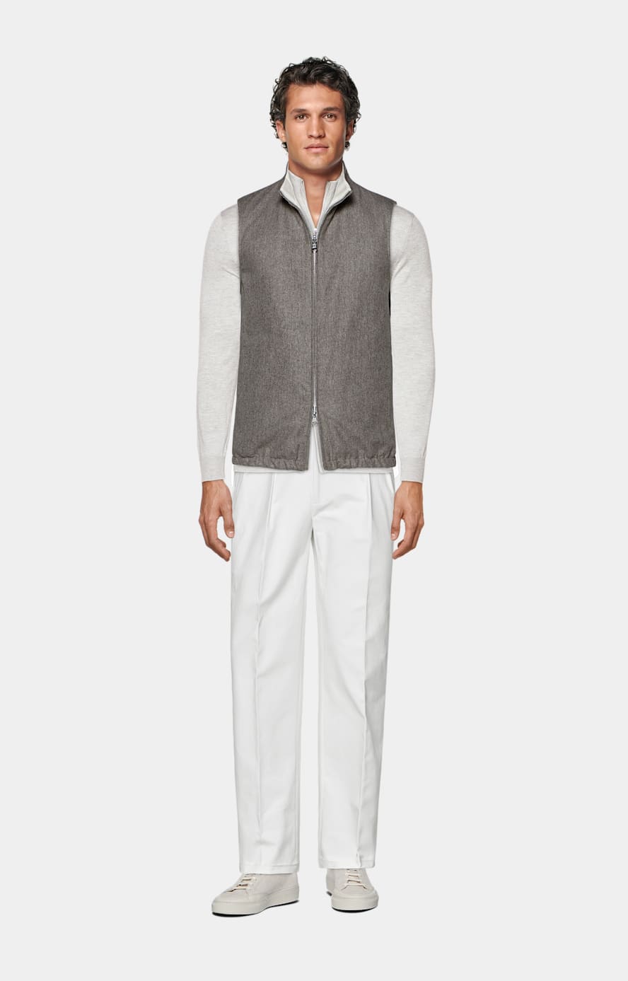 Light Grey Zip Cardigan in Silk, Wool, Cashmere | SUITSUPPLY The ...