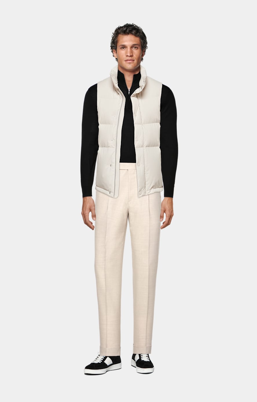 Sand Slim Leg Tapered Pants in Pure 4-Ply Traveller Wool | SUITSUPPLY US