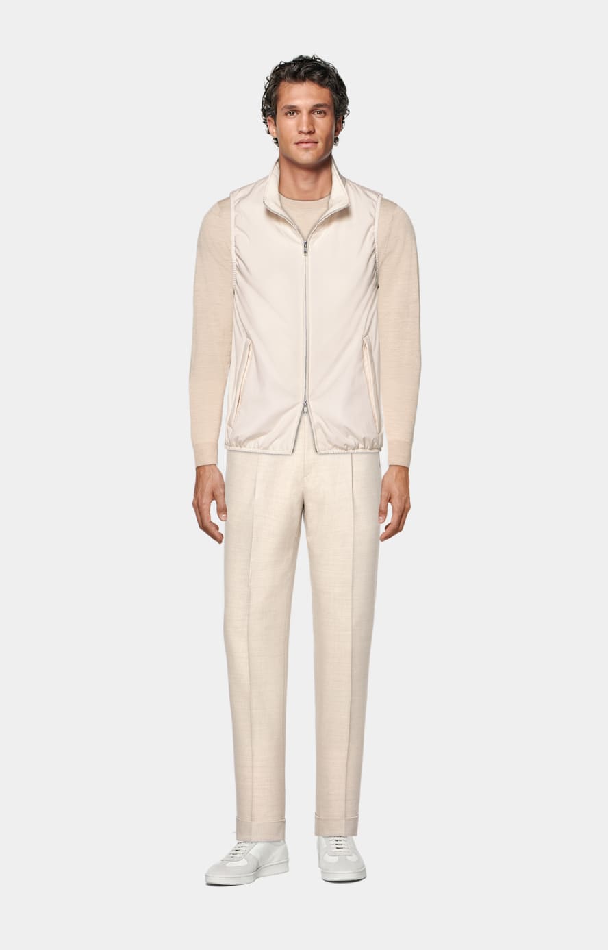 Sand Slim Leg Tapered Pants in Pure 4-Ply Traveller Wool | SUITSUPPLY US