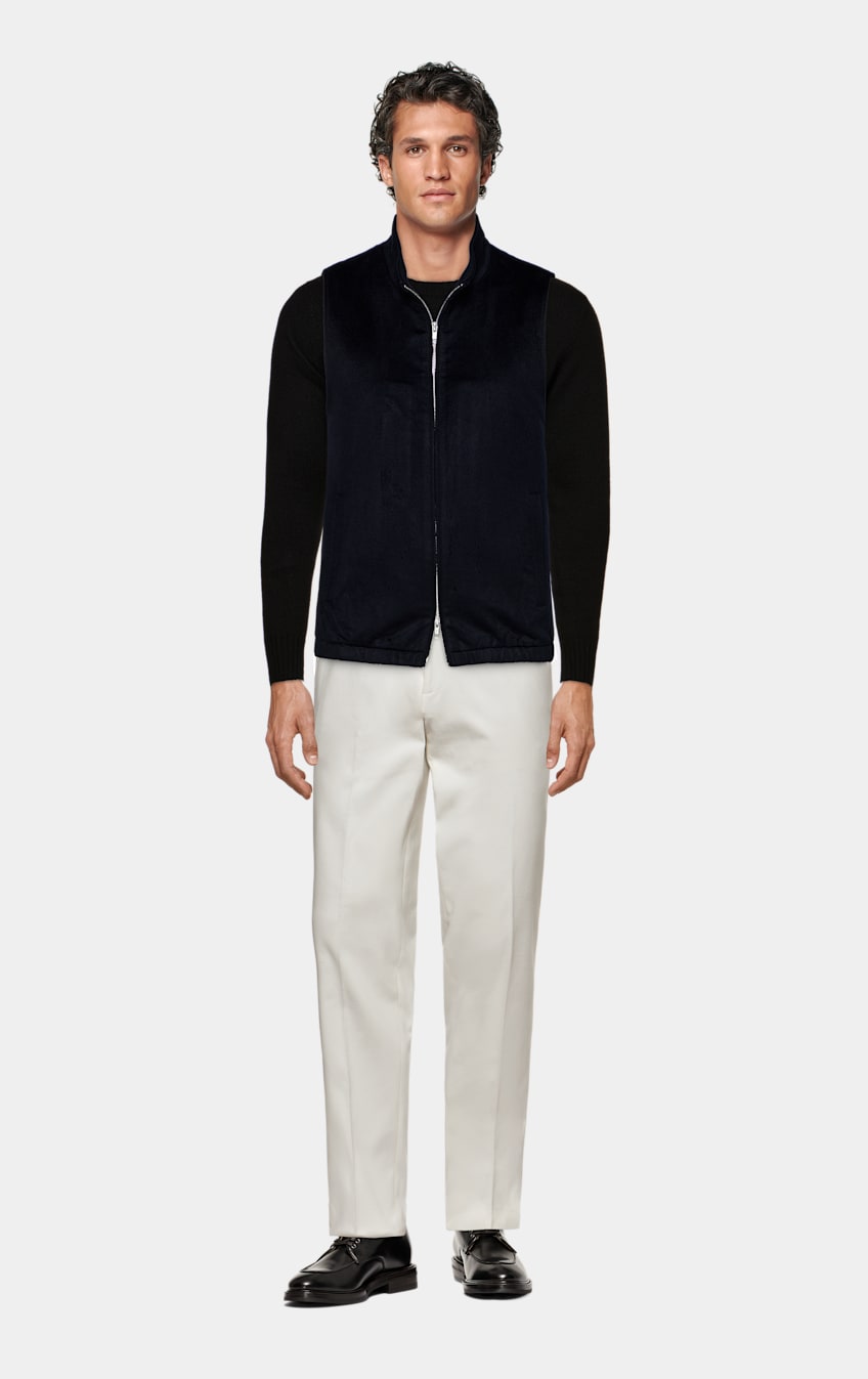 Navy Zip Vest in Pure Circular Cashmere | SUITSUPPLY France