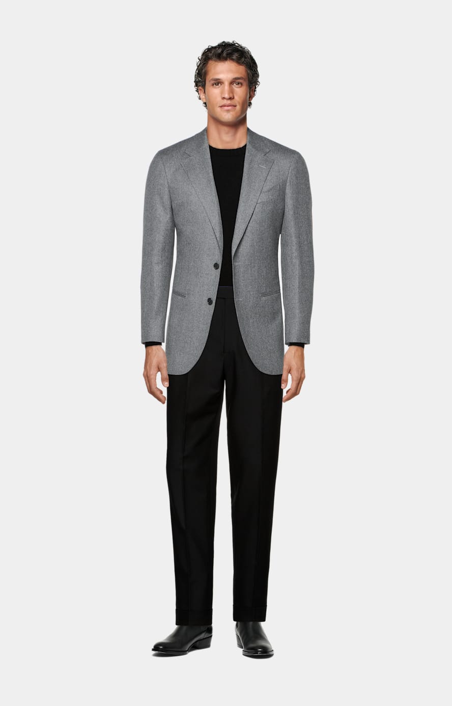 Black Slim Leg Tapered Pants in Pure 4-Ply Traveller Wool | SUITSUPPLY US